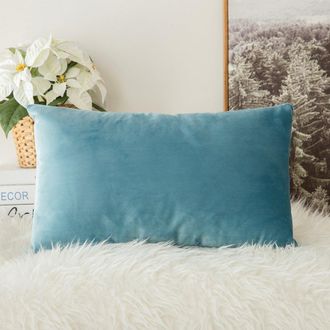 Miulee Samt Kissenbezug Kissenh&uuml;lle Zierkissenbezug Dekokissen Sofakissen Samtkissenbezug mit Verstecktem Rei&szlig;verschluss f&uuml;r Sofa Couch Whonzimmer 12x20 Inch