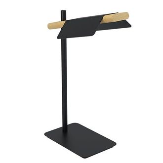 Eglo LED Tischlampe Ermua, Tischleuchte, Nachttischlampe aus Metall, Holz und Kunststoff, Wohnzimmerlampe in Schwarz, Braun, Wei&szlig;, LED Lampe mit Schalter, 
