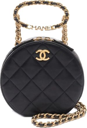 Chanel Hobo Bags - Quilted Lambskin Oval Logo Chain Top Handle Round - Gr. unisize - in Schwarz - f&uuml;r Damen