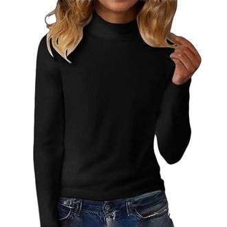 Generic Haut thermique &agrave; manches longues pour femme - Col roul&eacute; - L&eacute;ger - Coupe ajust&eacute;e - Grande taille - Sous-v&ecirc;tements dhiver chauds pour la gym, le yoga et