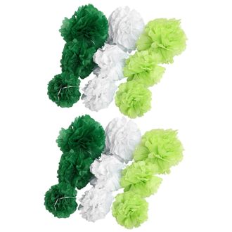 Pretyzoom 24 St&uuml;ck Seidenpapier Pompons Gr&uuml;n Wei&szlig; H&auml;ngende Papierblumenkugeln in 30/25/20cm Wiederverwendbare Partydeko f&uuml;r Geburtstage Hochzeiten Festlichkeite