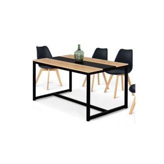IDMarket Idmarket - Rechteckiger Esstisch dover 6 Personen Mittelstreifen schwarz Industriedesign 120 cm