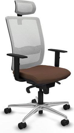 Piqueras y Crespo Haches 24-Stunden-Stuhl mit 1D-Armen, h&ouml;henverstellbare Lendenwirbelst&uuml;tze und h&ouml;henverstellbares Kopfteil, 5 Positionen, Wei&szlig;/Dunkelbraun