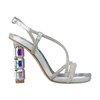 Alma En Pena Alma EN Pena, Femme, Chaussures, Gris, Taille: 38 EU Sandale &agrave; Talon avec Lani&egrave;res de Cristal