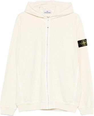 Stone Island Homme, Sweatshirts et sweats &agrave; capuche, Blanc, Taille: XL SweaT-shirt zipp&eacute; &agrave; col montant