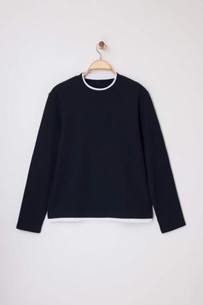 Trendyol MAN Herren Dunkelblau Strukturiert Lang Regular Fit Sweatshirts