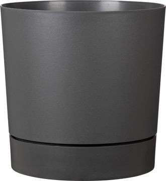 Scheurich Plano+, Pflanzgef&auml;&szlig; aus Kunststoff, Farbe: Metallic Grey, 28,79 cm Durchmesser, 28,6 cm hoch, 13 l Vol