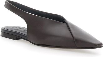 Brunello Cucinelli Slingback Leather Ballet Flat - Brown