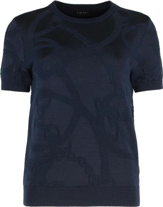 Ralph Lauren Femme, Pulls, Bleu, Taille: 42 FR Belting-Motif Short-Sleeve Sweater