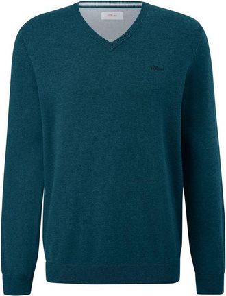 s.Oliver V-Ausschnitt-Pullover Pullover (1-tlg) V-Ausschnitt, langarm, Logo-Stickerei