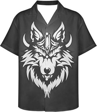 Keephen Nouveaut&eacute; Viking Chemise Hawaiienne Femmes Hommes Viking Loup Impression 3D Chemise &agrave; Boutons Manches Courtes Cool &Eacute;t&eacute; Streetwear