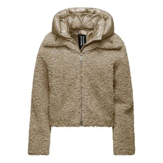 Bomboogie Femme, Vestes, Beige, Taille: 38 FR Manteau Court Bimati&egrave;re avec Capuche Amovible