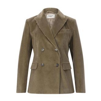 Max Mara Cord-Sakko mit doppelreihiger Knopfleiste - - Jackets - Damen - Gr&uuml;n - S