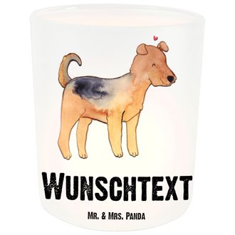 Mr. & Mrs. Panda Personalisiertes Windlicht Airedale Terrier Lebensretter - Personalisierte Geschenke, mit Namen, Kerzengl&auml;ser, Windlichtgl&auml;ser, Hunderasse, Windlichte