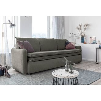 Loftscape home24 Schlafsofa Trancoso mit Matratze Schwarz Samt Mohini 214 x 92 x 92cm Modern