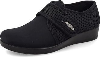 FLY FLOT Bellona, Chaussons pour Femme en Microfibre élastique, avec Velcro réglable, Semelle Anti-Choc Sandale, Noir, 38 EU