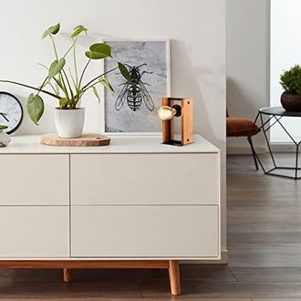 Brilliant Tischlampe im Nature Stil - dekorative Tischleuchte - FSC zertifiziert - geeignet für E27 Leuchtmittel aus Metall/Holz, in schwarz/holz - 24cm Höhe