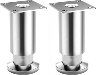 Generic 2er-Pack Silberne Stuhlbeine, 6-31 cm verstellbare Tischbeine, M&ouml;belf&uuml;&szlig;e, Sofatischbeine aus Edelstahl(12-13cm)
