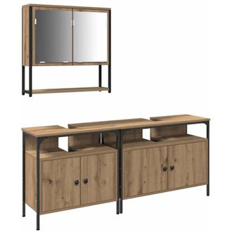vidaXL Vidaxl - Ensemble de mobilier de salle de bain avec porte 3 pcs Marron