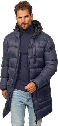 SOULSTAR Herren Parka Winterjacke als Langer Steppmantel mit Kapuze - Winterparka als Puffermantel - Wintermantel f&uuml;r M&auml;nner S2_AG05-Navy-XXL