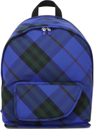 Burberry Homme, Sacs, Bleu, Taille: ONE Size Plaid Print Backpack