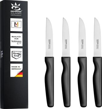 Gehring Solingen Gem&uuml;semesser Serie Wave 4er Set I 8 cm Klingenl&auml;nge I rostfreier Edelstahl I ergonomischer Kunststoffgriff I 4-teiliges Messer Set I K&uuml;chenme