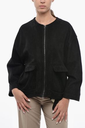 Salvatore Santoro Bomberjacke aus Wildleder mit Frontrei&szlig;verschluss Salvatore Santoro