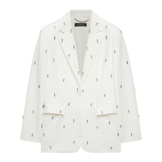 Elena Miro Femme, Vestes, Blanc, Taille: 42 FR Blazer bijou en cady