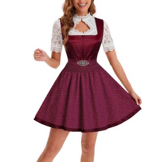 Generic Dirndl Midi, Oktoberfest Damen Outfit 3 Set Inkl. Dirndlblusen f&uuml;r Damen, Kleider Festlich Elegant Anlass und Dirndlsch&uuml;rze. Trachtenkleider Modern Di