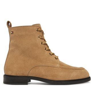 Tommy Hilfiger Schn&uuml;rschuhe Tommy Hilfiger Enamel Flag Suede Lace-Up Boot FW0FW09681 Beige