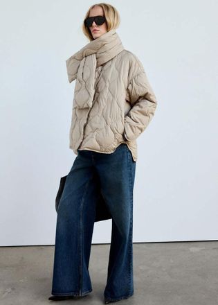 Mango Anorak matelass&eacute; avec cache-cou amovible gris clair/pastel - Femme - XS - MANGO