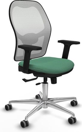 Piqueras y Crespo Schreibtischstuhl mit 2D-Armen, h&ouml;henverstellbare Lendenwirbelst&uuml;tze, ausgestattet mit Syncro/Traslack und Schaumstoff, Wei&szlig; / Smaragdgr&uuml;n
