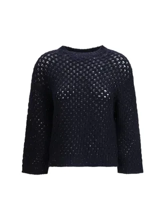 Fabiana Filippi Womens Knit Jumper Night Blue Fleece Wool Sweater