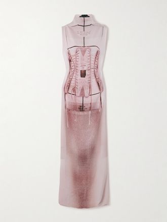 Jean Paul Gaultier Maxikleid Aus Jersey Mit Trompe-loeil-print - Pink