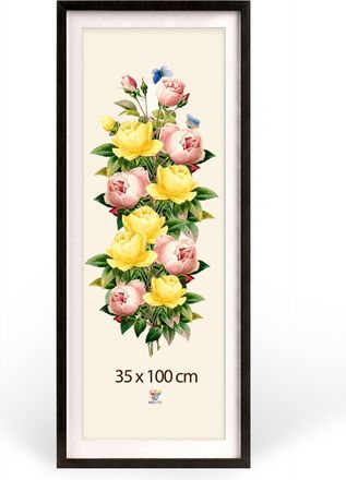 MG Design Bilderrahmen 35 x 100 cm - Posterrahmen mit Schwarz Hochprofil-Holzrahmen und bruchsicherem Acrylglas, mit Passepartout, Hoch & Quer mit verst&auml;rkter W