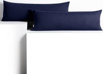 Decoking 2 Kissenbezüge 40x200 cm Jersey 100% gekämmte Baumwolle Reißverschluss dunkelblau Amber