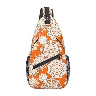 Generic Applique Flocon De Neige De No&euml;l Orange Sac &Agrave; Bandouli&egrave;re D&eacute;contract&eacute; Pochette Epaule Multifonctionnel Sac Banane Pour Cyclisme Homme Shopping
