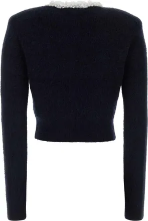 Self Portrait Womens Navy Blue Knit Cardigan Maglieria Sweater