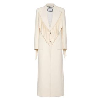 Philipp Plein Fringes Long Coat - - Coats - Damen - Beige - M