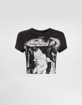Dolce & Gabbana T-shirt Aus Jersey - Frau T-shirts Und Sweatshirts Mehrfarbig 40