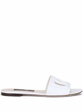 Dolce & Gabbana sandales en cuir à logo DG - Blanc