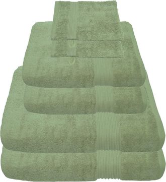 Julie Julsen 6 TLG Handtuchset 2 Badetücher 2 Handtücher + 2 Waschhandschuhe gratis Reine Baumwolle über 30 Farben Lindgrün