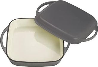 Echtwerk Echtwerk Universalbräter und Pfanne 2-in-1 Set, Gusseisen Auflaufform mit Deckel, Gusseisentopf mit Emaille-Beschichtung, Für Backöfen, Grill, BBQ und