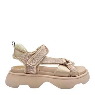Jeannot Satin-Sandalen mit Strasssteinen - - Shoes - Damen - Beige - 40 EU