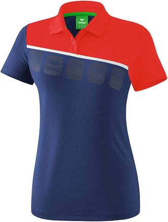 Erima Damen 5-C Poloshirt, new navy/rot/weiß, 38