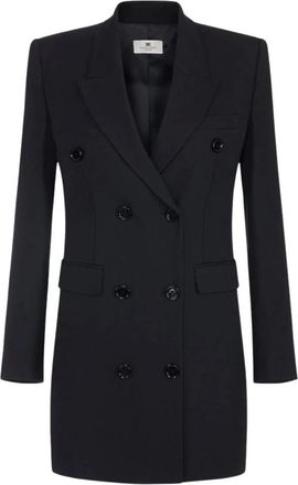 Elisabetta Franchi Femme, Vestes, Noir, Taille: 38 FR Robe en gabardine fluide