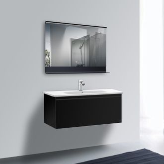 Loftscape home24 Beleuchteter Spiegel Samino 80 x 60 x 11cm Schwarz Korpus: Aluminium, lackiert 80 x 60 x 11cm