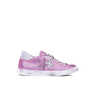 2Star Leather-detail Glitter Sneakers - - Shoes - Damen - Rosa - 39 EU