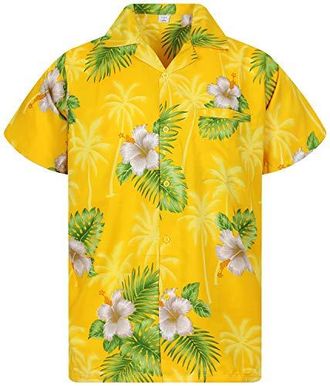 V.H.O. Funky Chemise Hawaienne, Small Flower, Jaune, 11XL