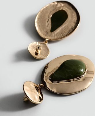 Mango Boucles doreilles pendantes combinées en résine vert - Femme - Taille unique - MANGO